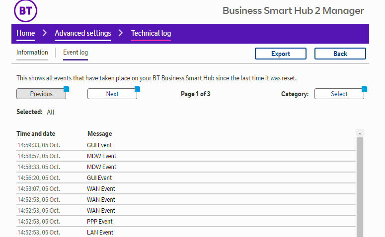 BT Business Smart Hub’s event log auto export or p... - BT Business ...